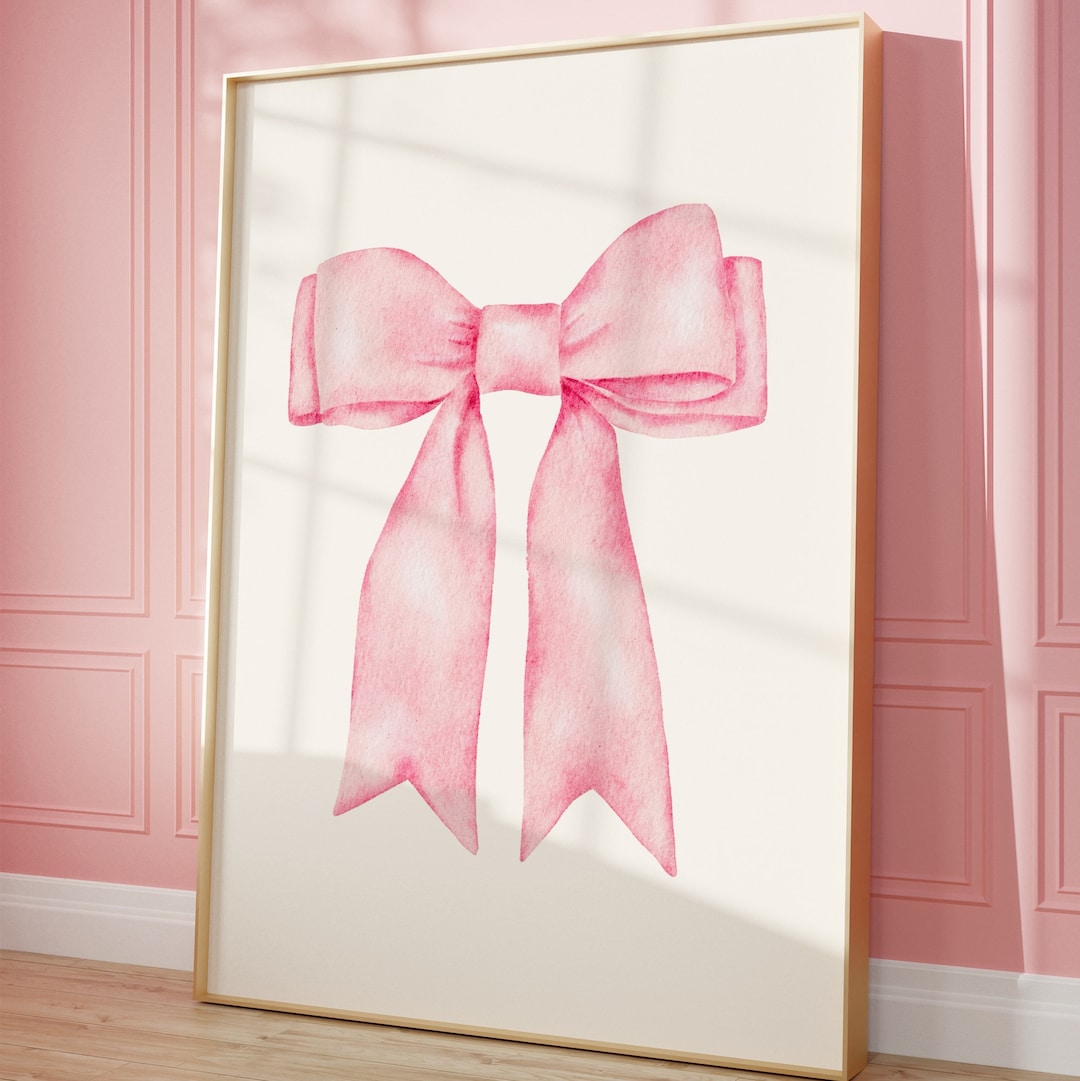 Trendy Croquette Pink Bow Print Watercolor Bows Teen Room Decor Preppy ...