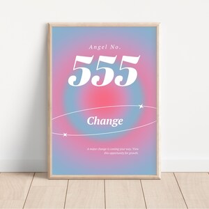 Gradient Aura Angel Number 555 Printables, Angel Number Poster, Pink ...