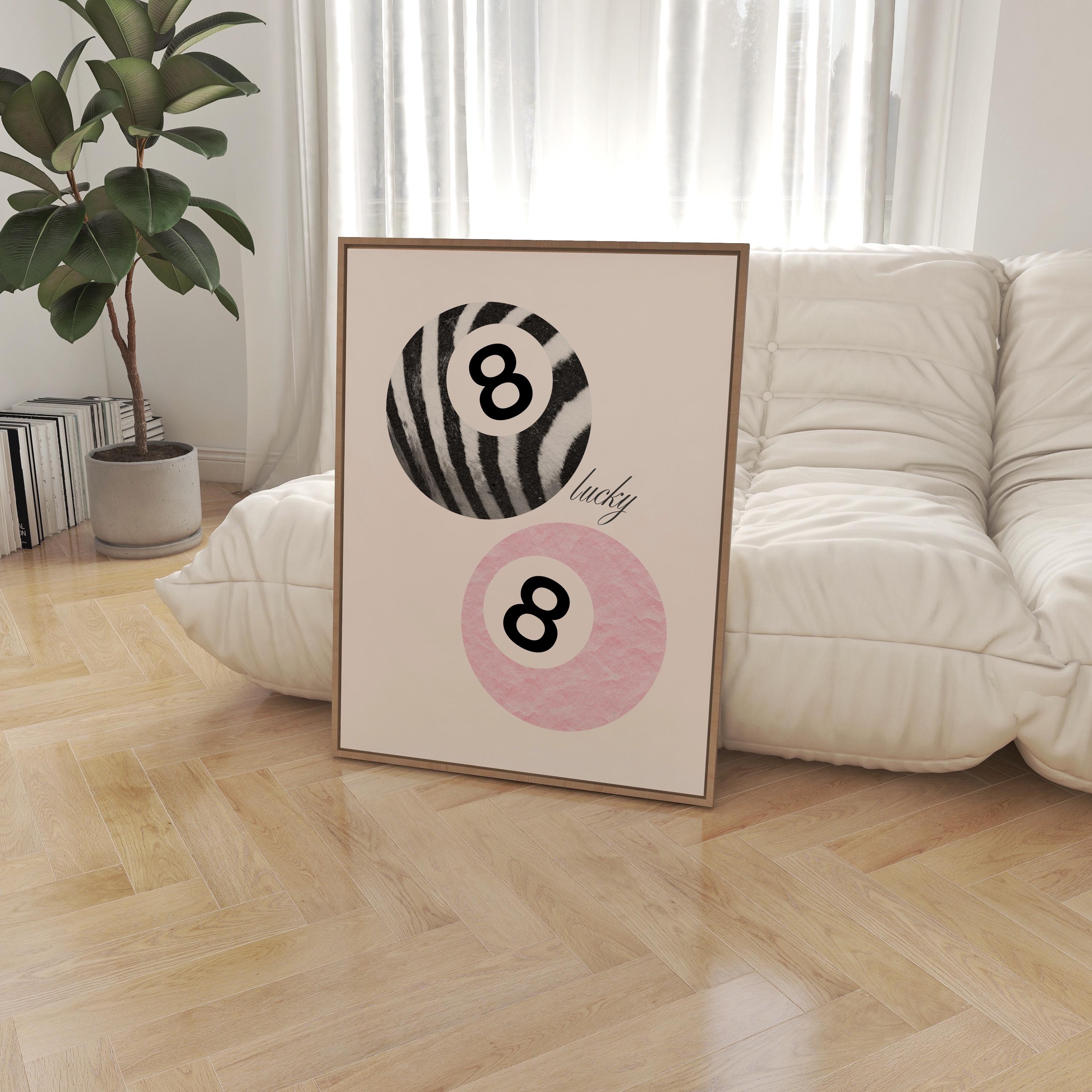 8 Ball Cheetah Print, 8 Ball Wall Art, Preppy Pink Poster, Light Pink ...