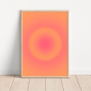 Orange and Pink Aura Poster Instant Download, Gradient Wall Art, Retro ...