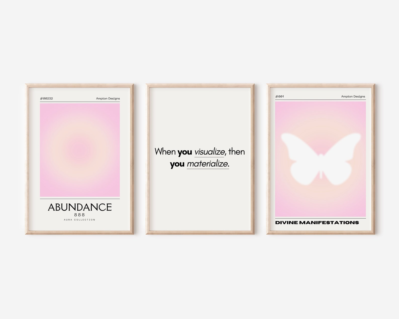 Positive Aura Posters Set of 3, Spiritual Poster, Grainy Gradient ...