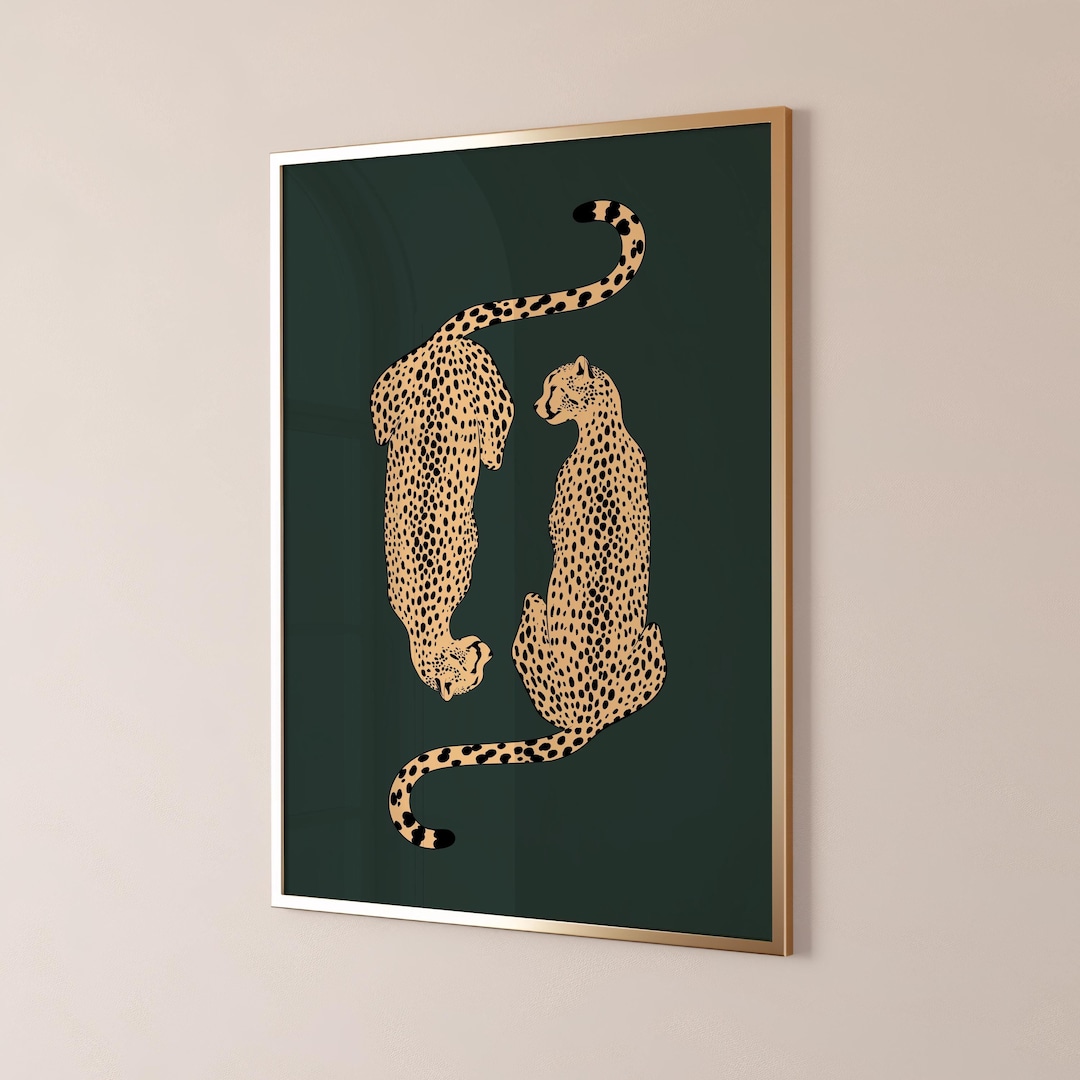 Emerald Green Cheetah Print, Green Leopard Print, Dopamine Decor, Retro ...