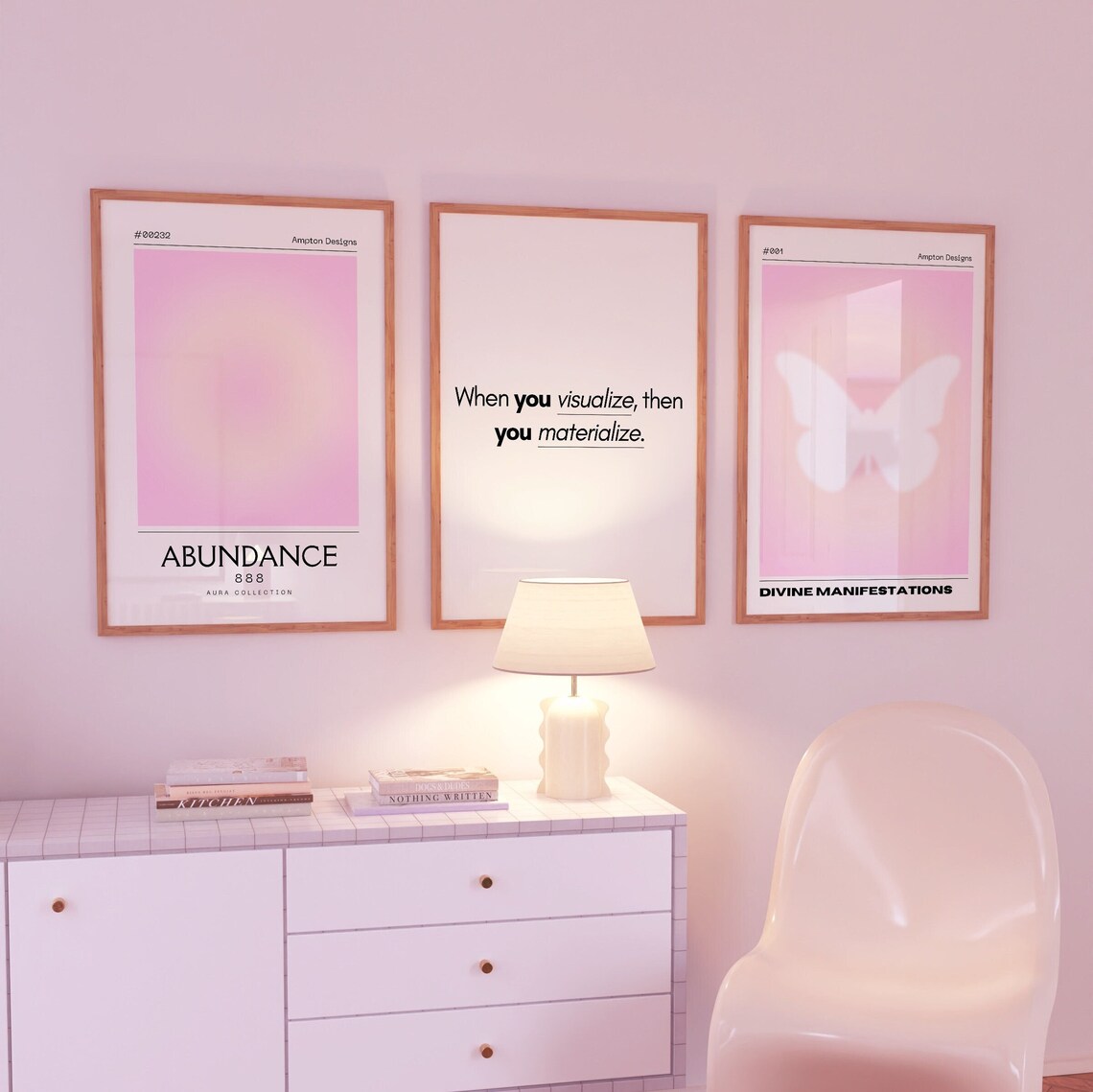 Positive Aura Posters Set of 3, Spiritual Poster, Grainy Gradient ...