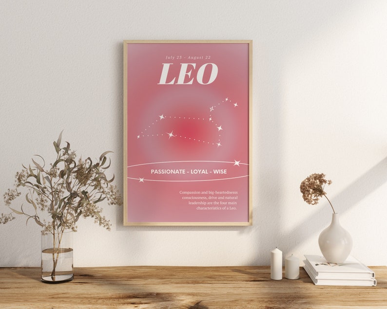 LEO Star Sign Instant Download Print Zodiac Art Printable - Etsy