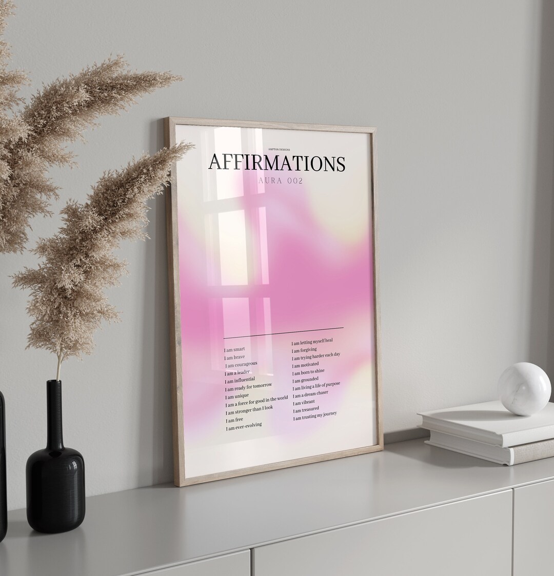 Positive Aura Poster, Aura Print, Affirmation Poster, Gradient Poster ...