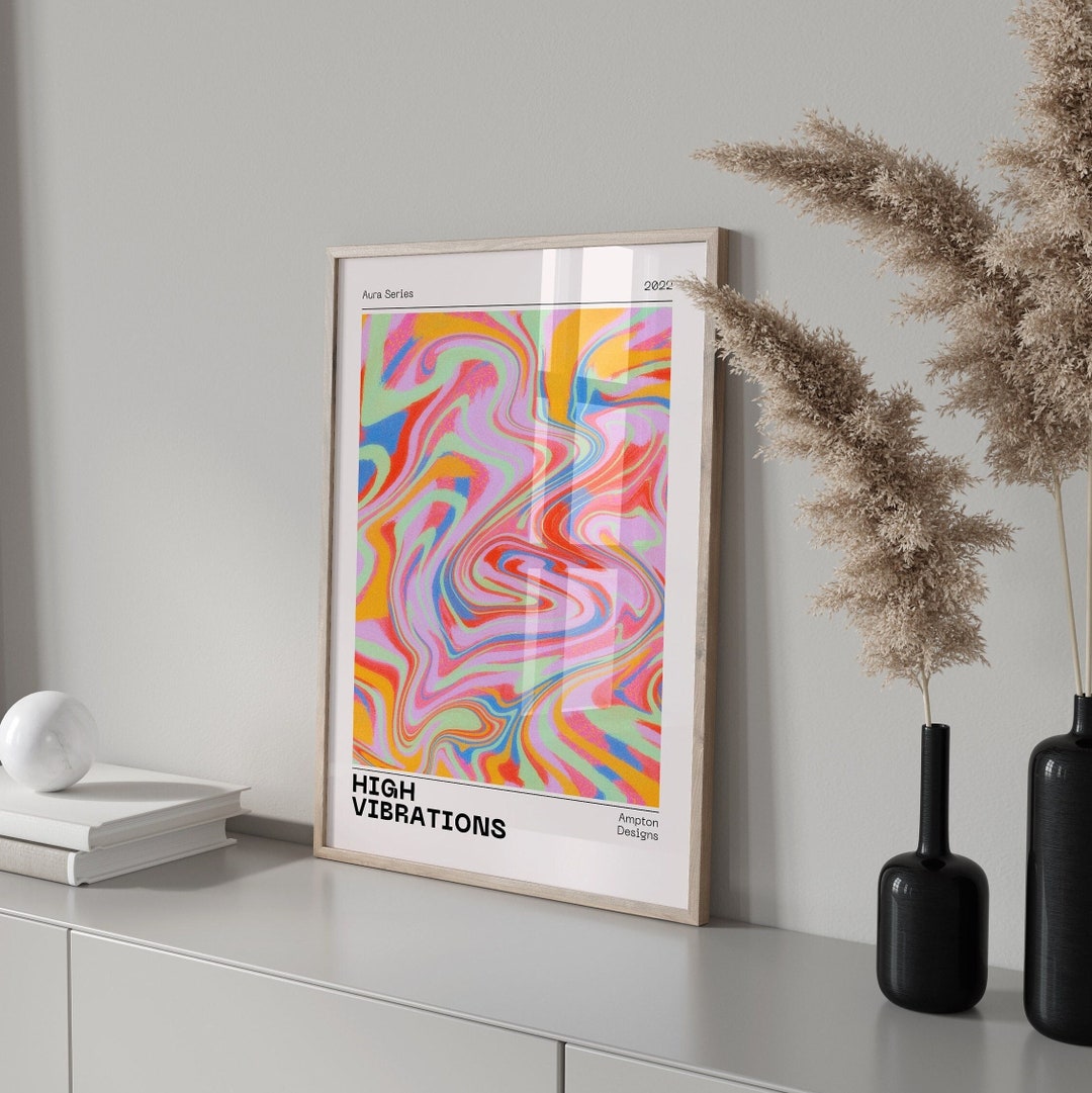 High Vibrations Aura Poster, Retro Gradient Poster, Affirmation Poster ...