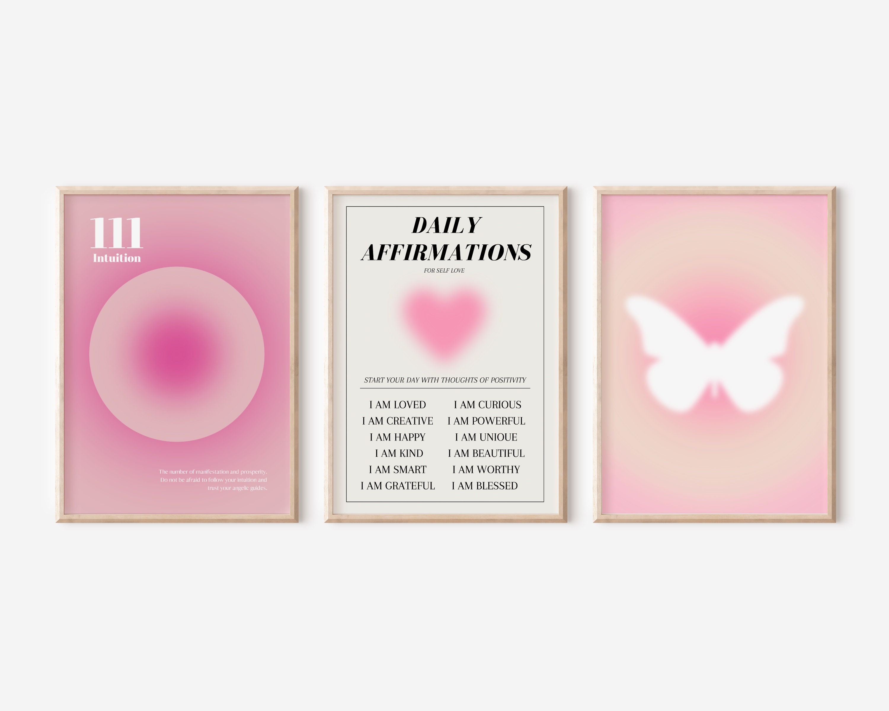 Pink Aura Poster Set Set of 3 Affirmation Poster Trust - Etsy UK
