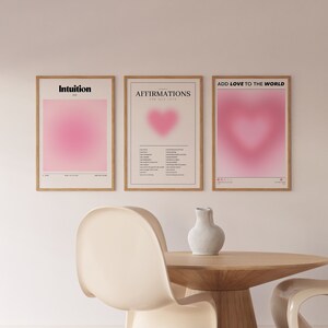 Aura Posters Set of Three Prints, Self Love Posters, Pink Poster Set ...