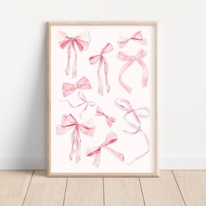 Trendy Pink Bows Wall Art Set of 3, Coquette Room Decor Preppy Poster ...