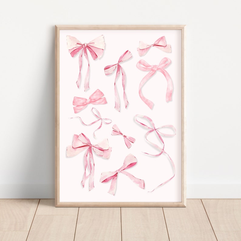 Trendy Pink Bows Wall Art Set of 3, Coquette Room Decor Preppy Poster ...