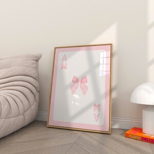 Trendy Pink Bow Wall Art, Coquette Room Decor Preppy Poster, Watercolor ...