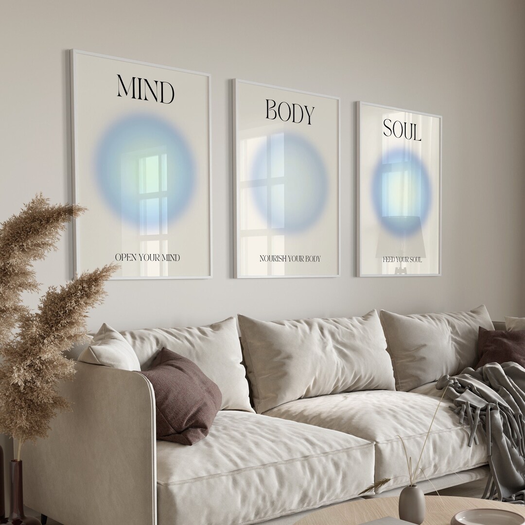Positive Aura Posters Set of 3, Spiritual Poster, Grainy Gradient ...