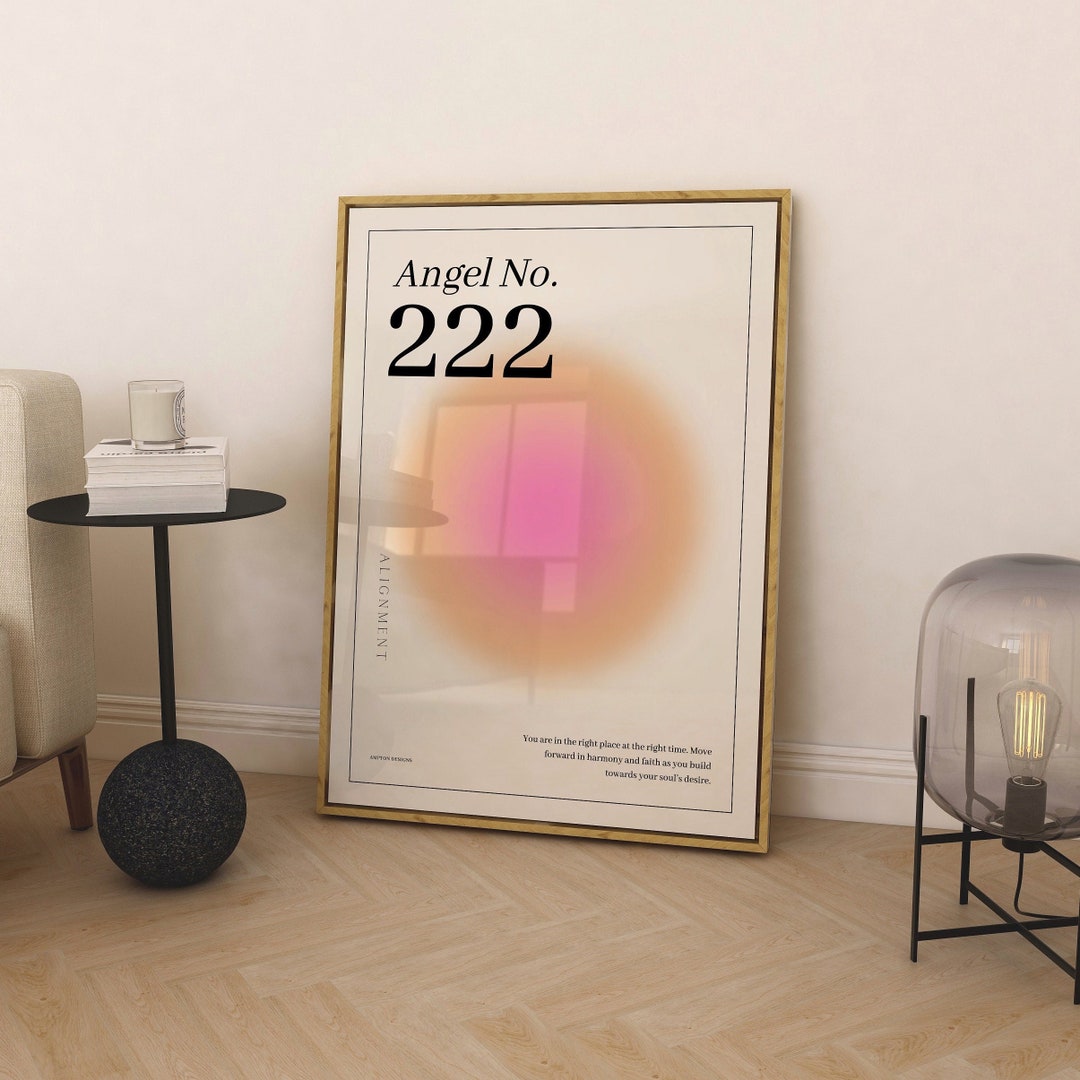 Angel Number 222 Aura Poster, Aura Print, Gradient Poster, Trendy Wall ...