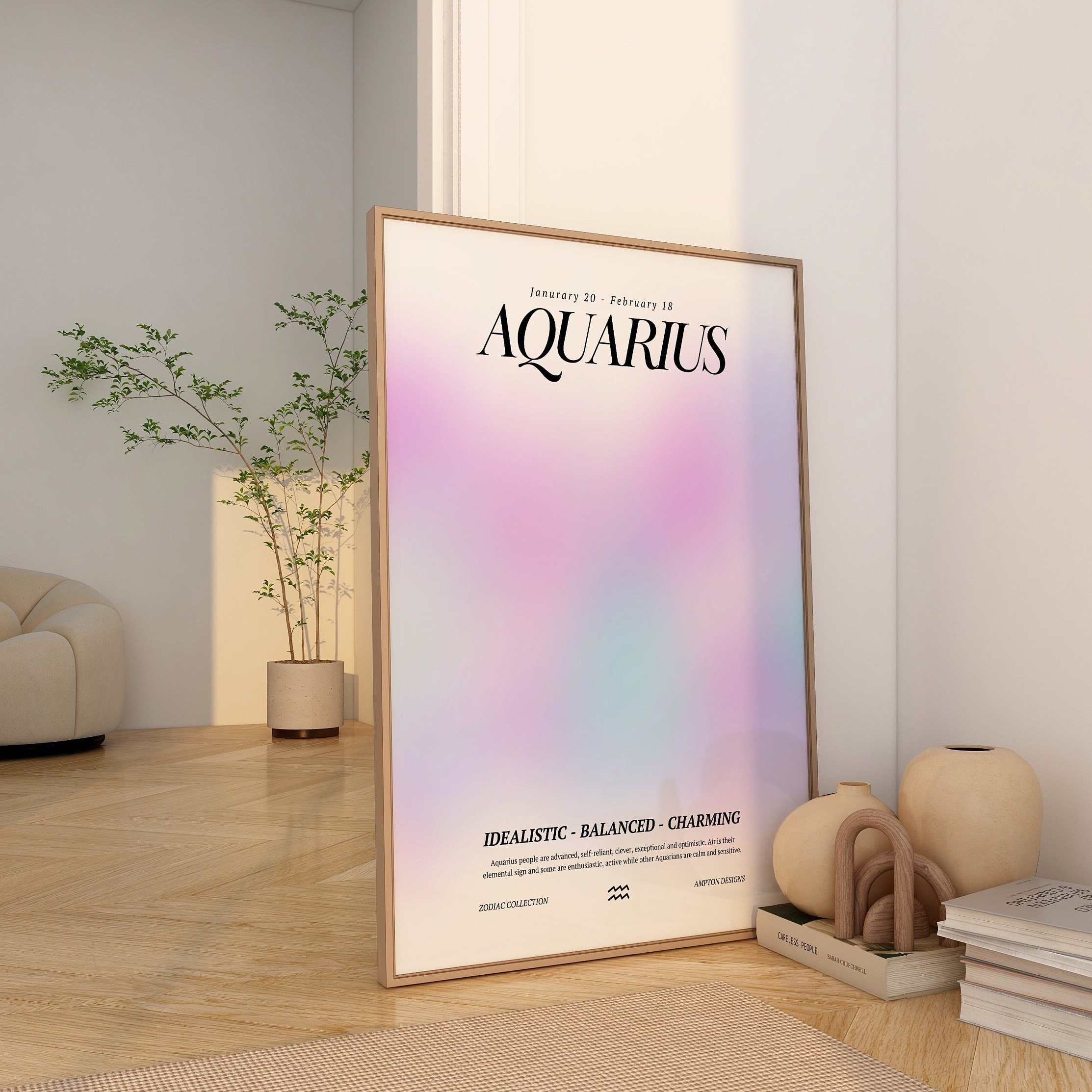 Aquarius Poster Zodiac Poster Astrological Wall Art Aura - Etsy