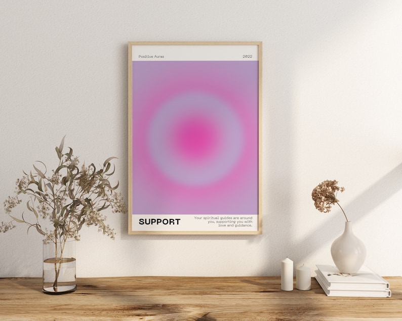 Set of 3 Posters Positive Aura Posters, Angel Numbers Gradient Print ...