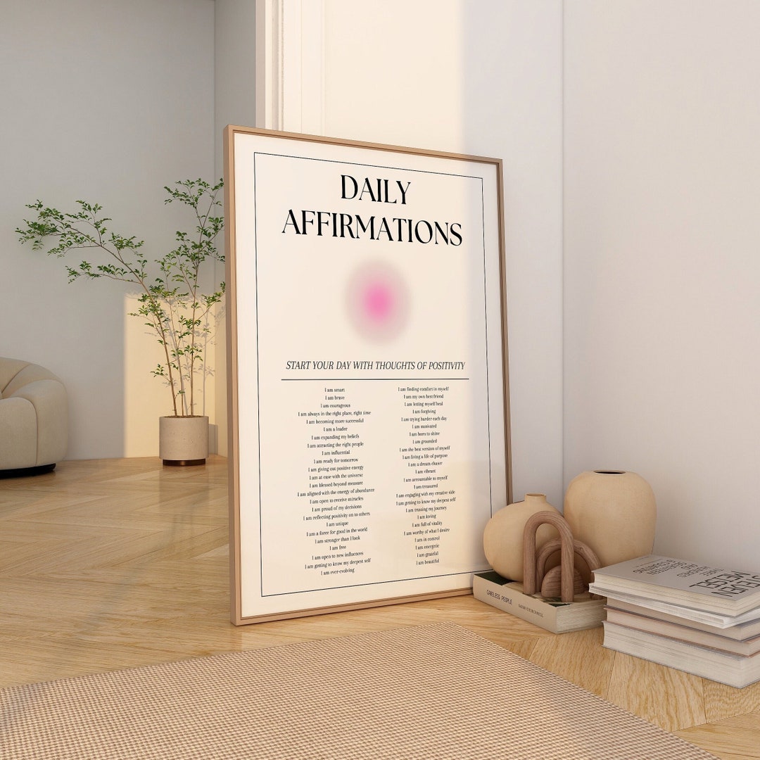 Daily Affirmations Aura Poster, Affirmation Print, Mental Health Poster ...