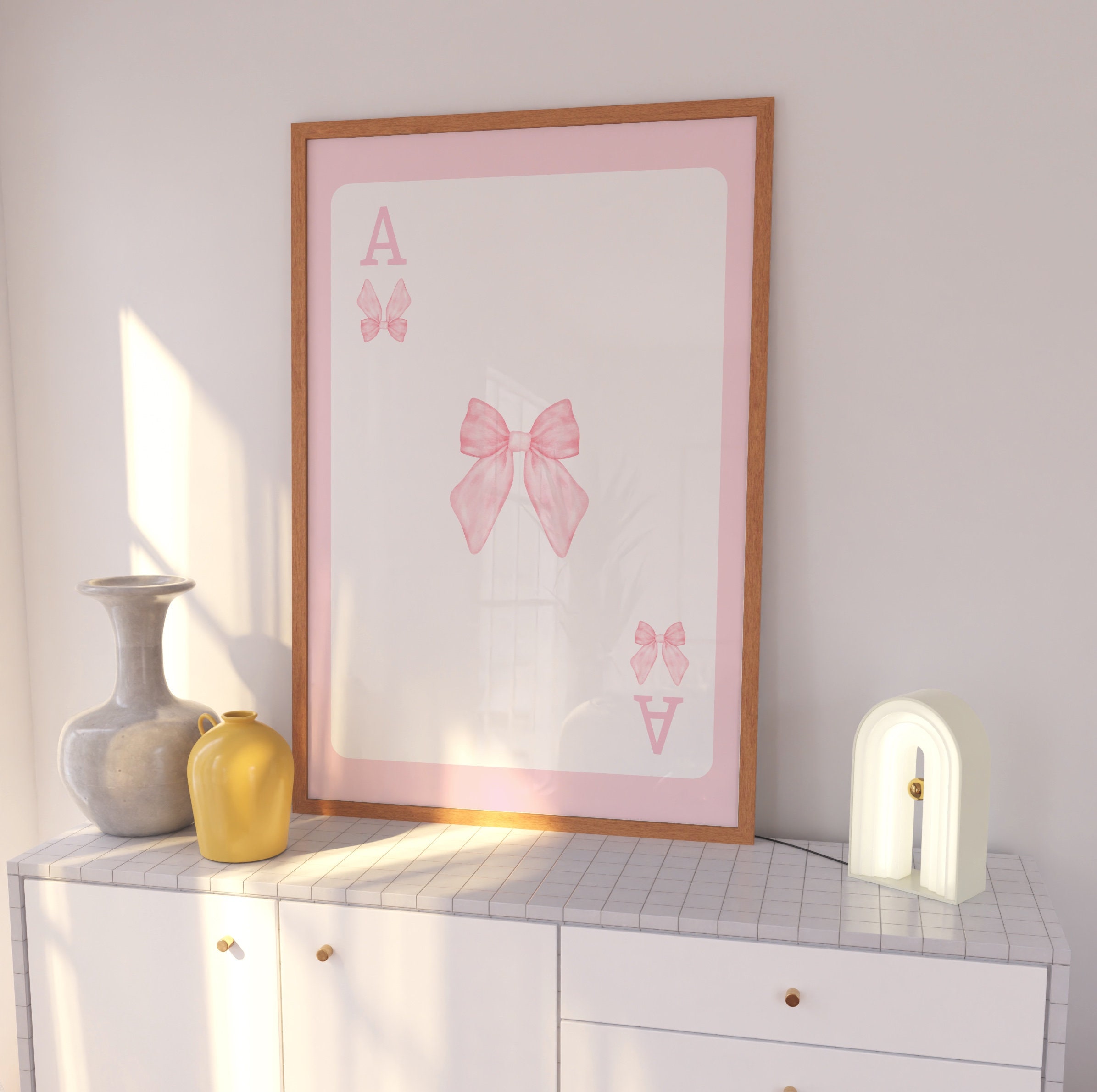 Trendy Pink Bow Wall Art, Coquette Room Decor Preppy Poster, Watercolor ...