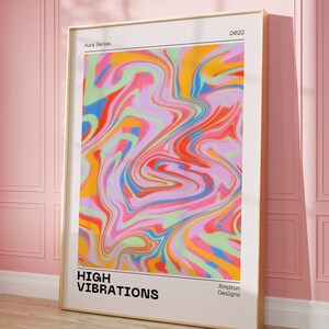 High Vibrations Aura Poster, Retro Gradient Poster, Affirmation Poster ...