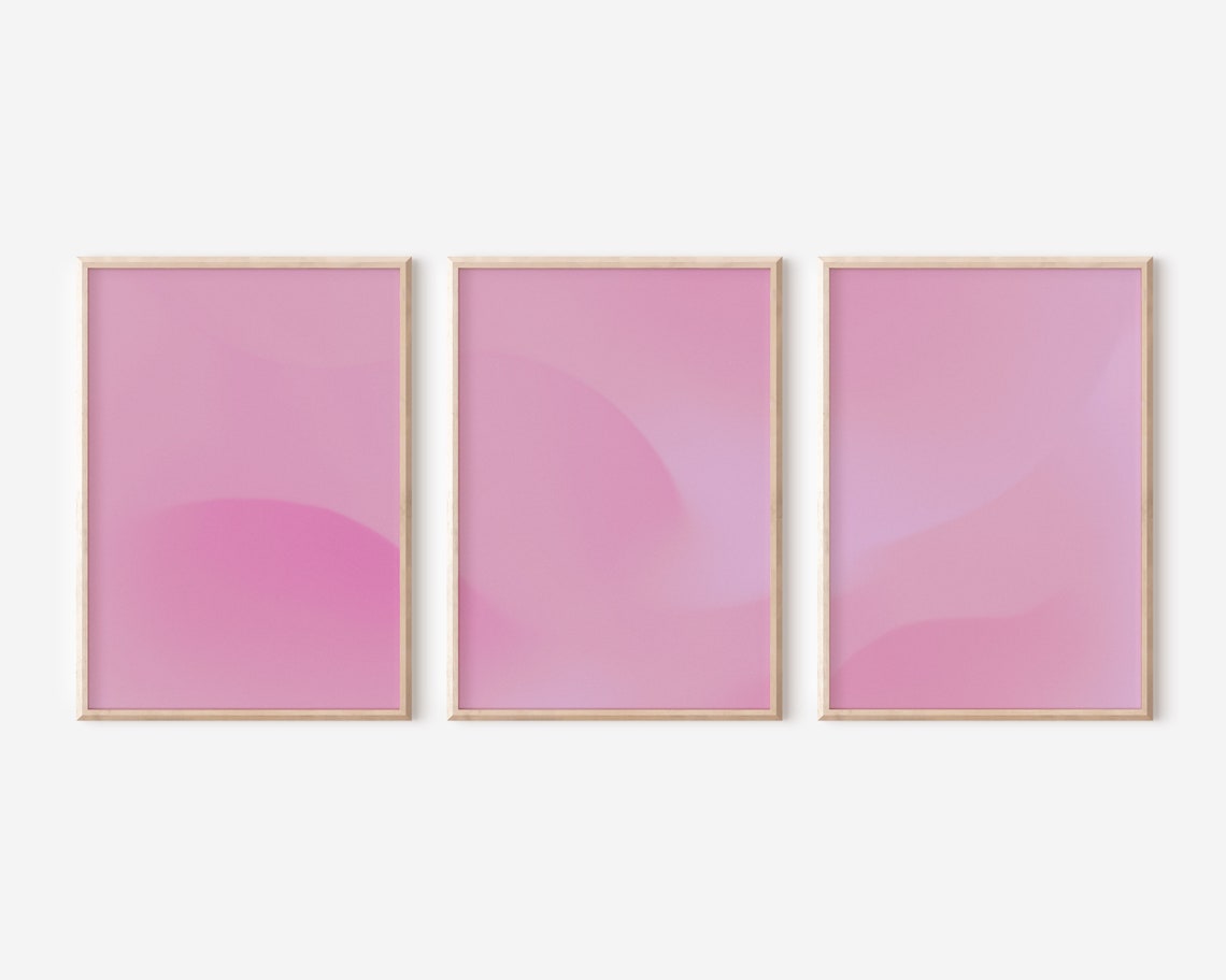 Set of 3 Pink Grainy Gradient Posters, Digital Download Poster, Light ...