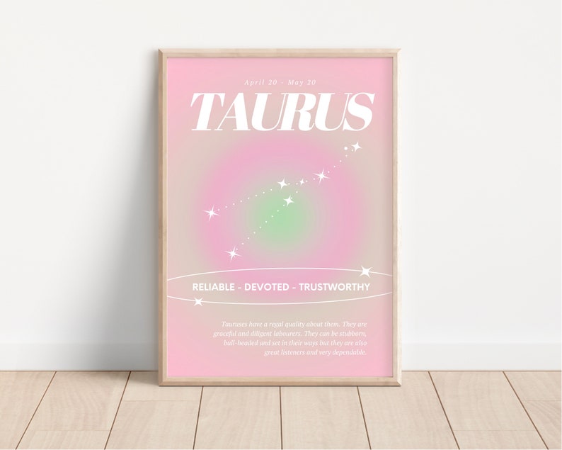 TAURUS Star Sign Instant Download Print Zodiac Art Printable - Etsy