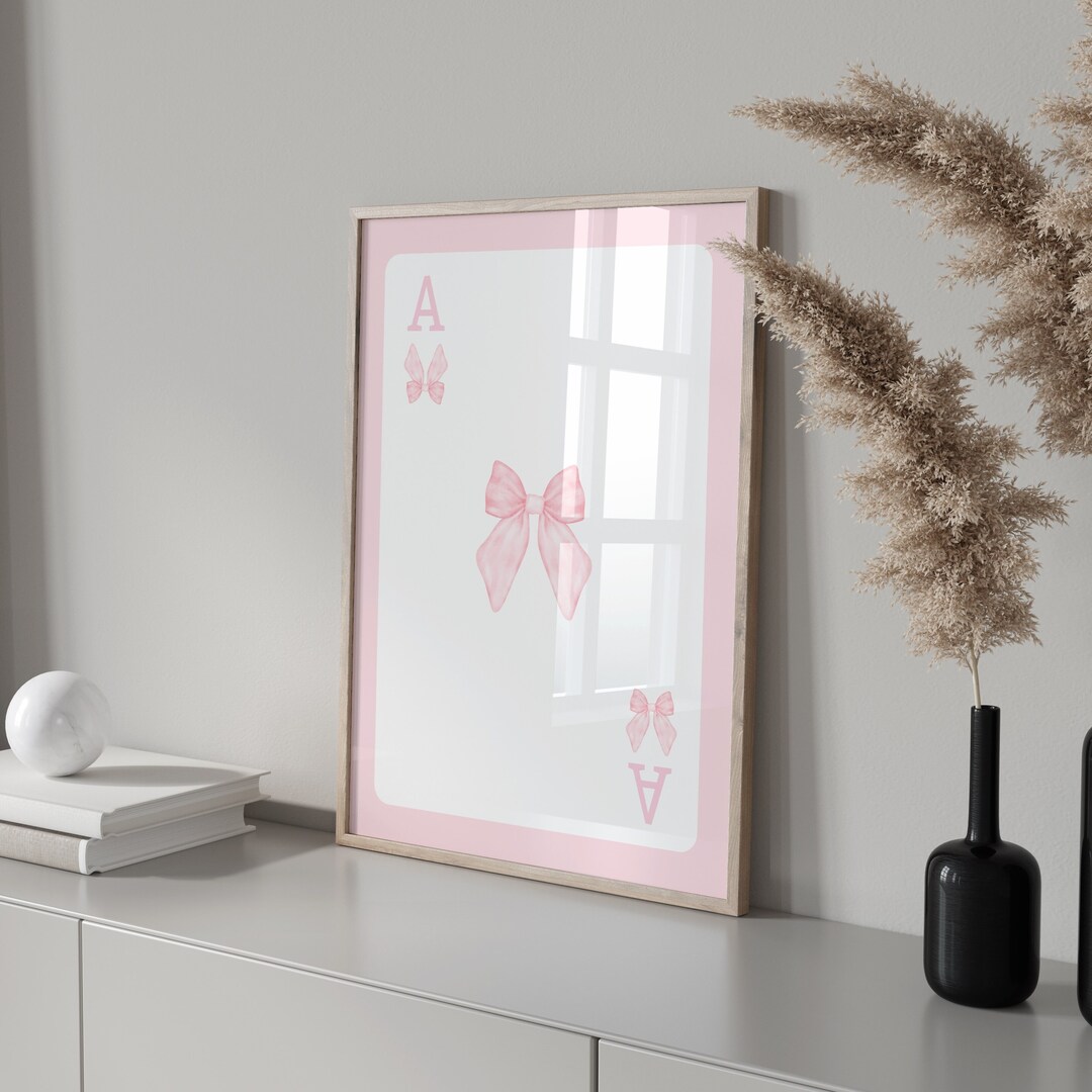Trendy Pink Bow Wall Art, Coquette Room Decor Preppy Poster, Watercolor ...