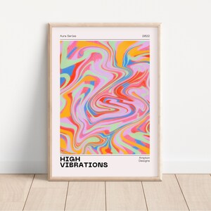 High Vibrations Aura Poster, Retro Gradient Poster, Affirmation Poster ...
