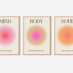 Positive Aura Posters Set of 3, Spiritual Poster, Grainy Gradient ...