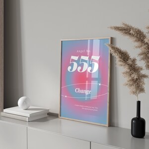 Gradient Aura Angel Number 555 Printables, Angel Number Poster, Pink ...