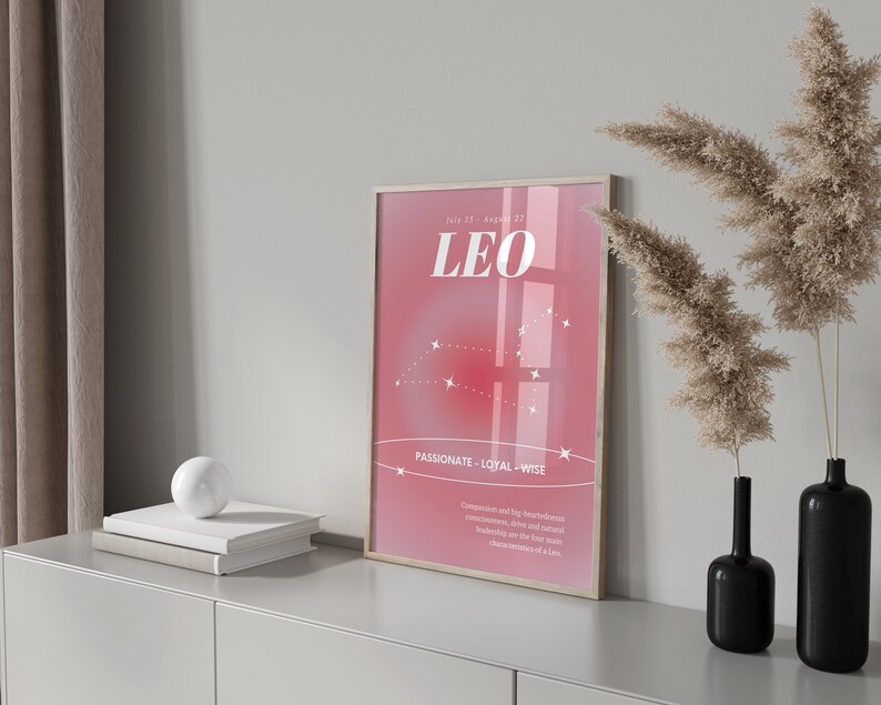LEO Star Sign Instant Download Print Zodiac Art Printable - Etsy