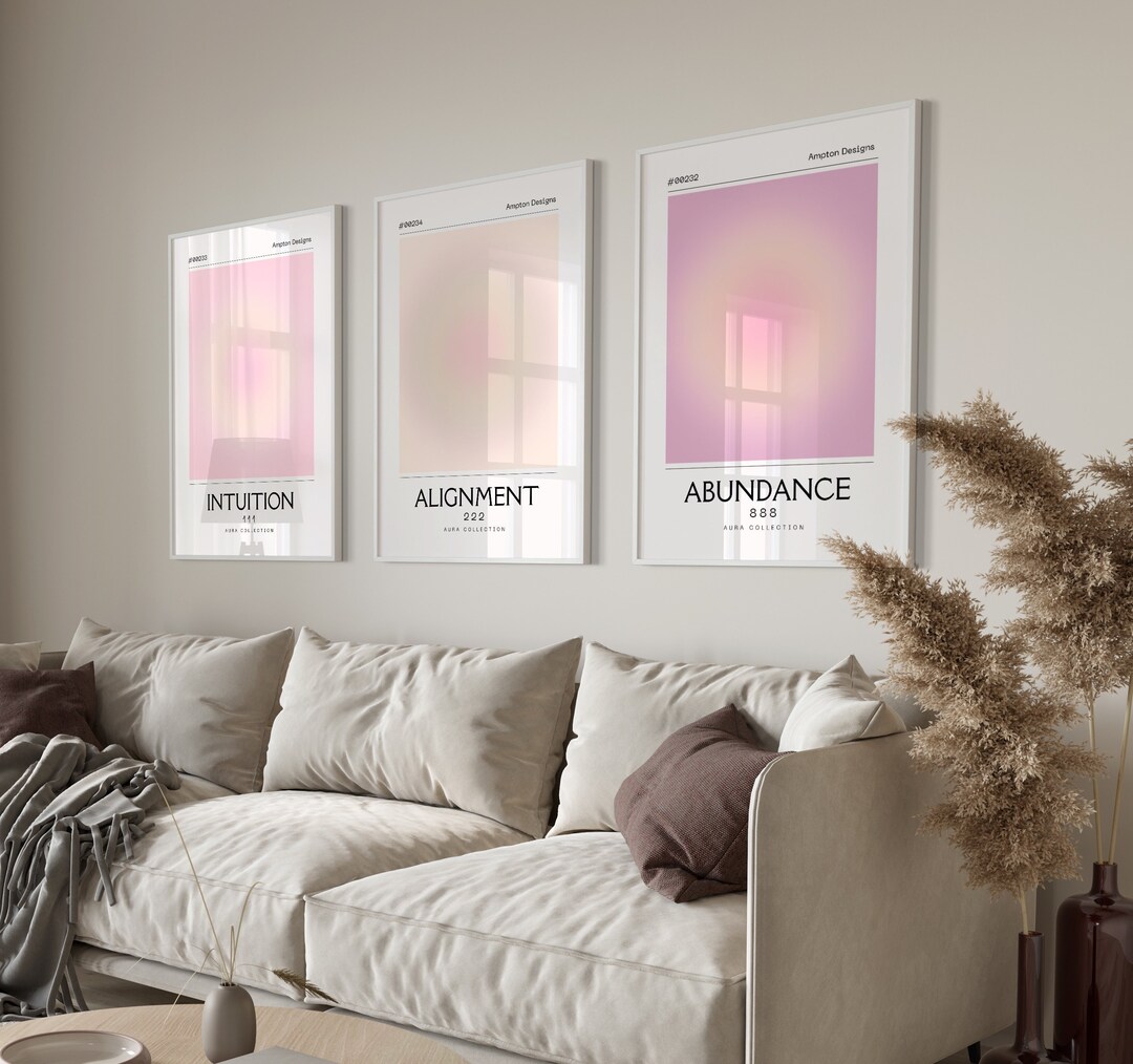 Positive Aura Posters Set of 3, Spiritual Poster, Grainy Gradient ...