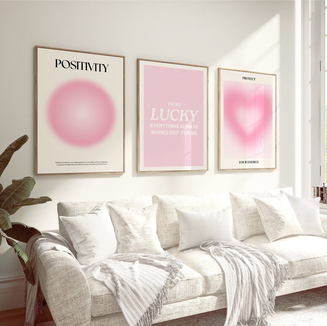 Aura Poster Set of 3, Positivity Art Print, Aura Prints, Retro Gradient ...