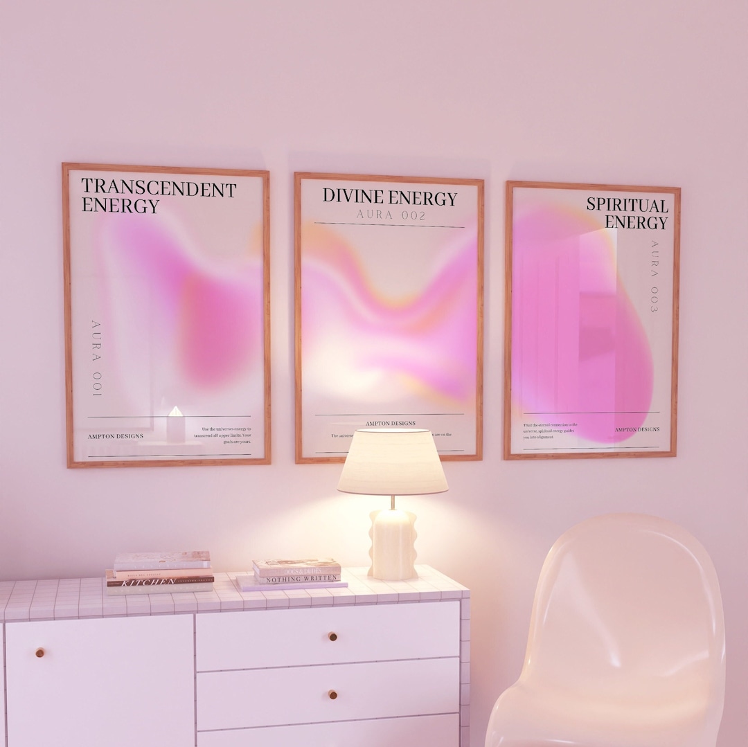 Positive Aura Posters Set of 3, Spiritual Poster, Grainy Gradient ...