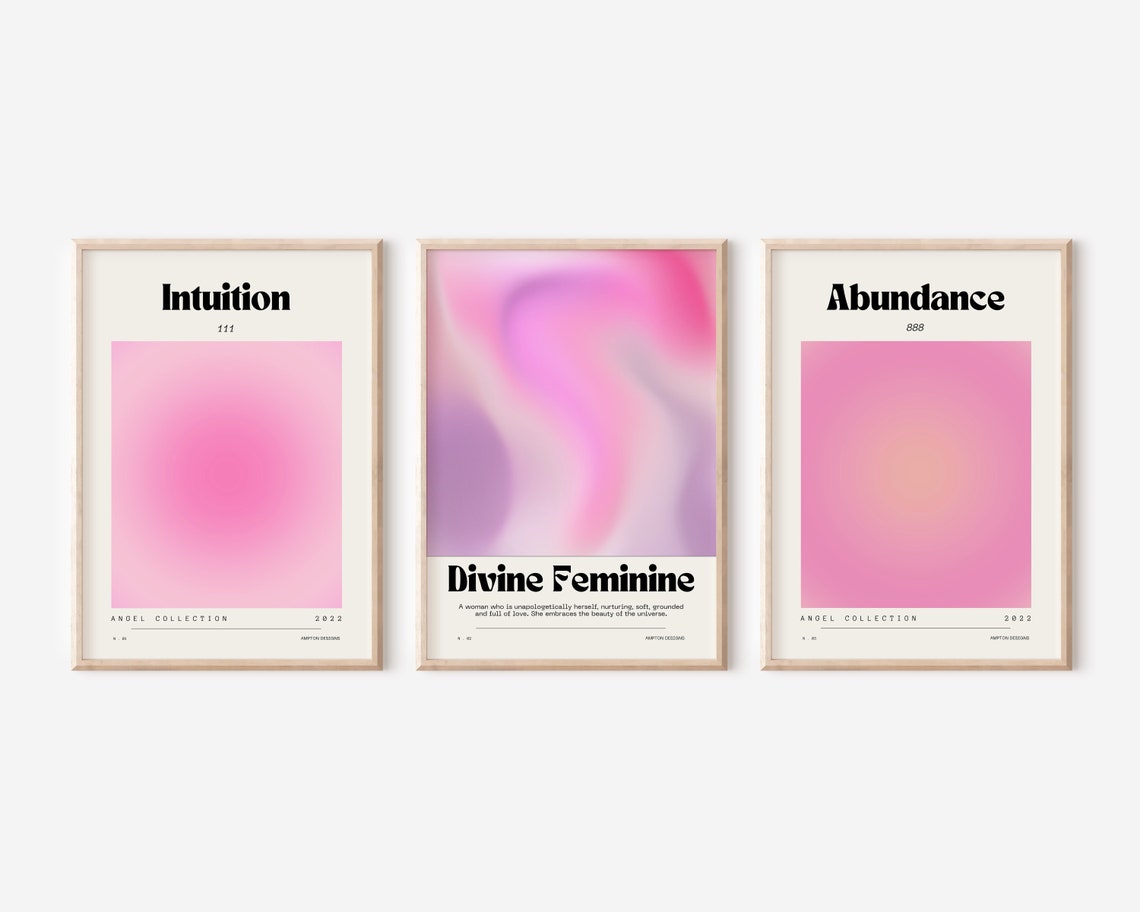 Pink Aura Poster Set Set of 3 Affirmation Poster Trust - Etsy UK