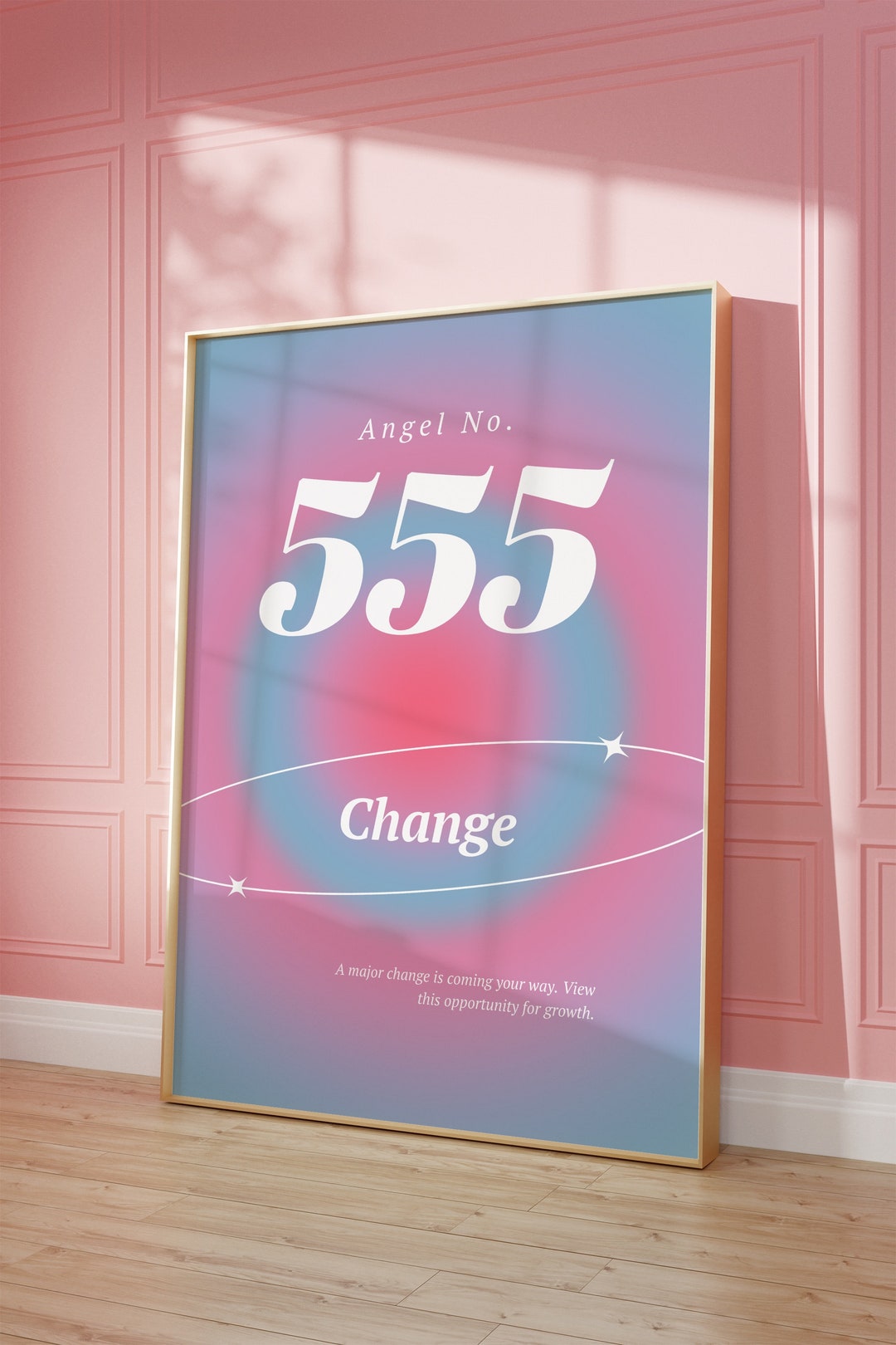 Gradient Aura Angel Number 555 Printables, Angel Number Poster, Pink ...