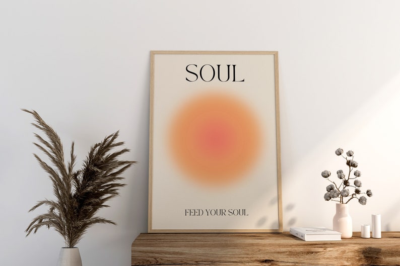 Soul Gradient Aura Poster Spiritual Print Trendy Retro Wall - Etsy
