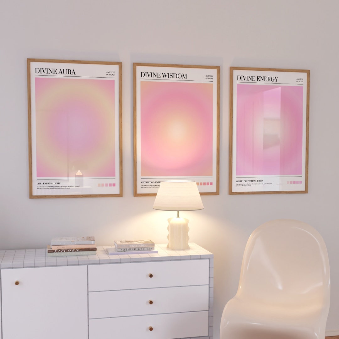 Positive Aura Posters Set of 3, Spiritual Poster, Grainy Gradient ...