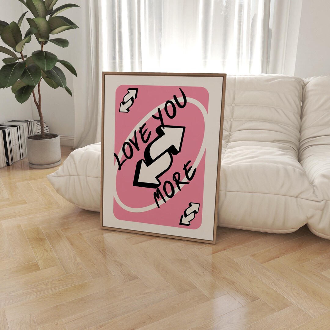 Trendy Love You More Print, Preppy Pink Poster, Playing Card Wall Art ...
