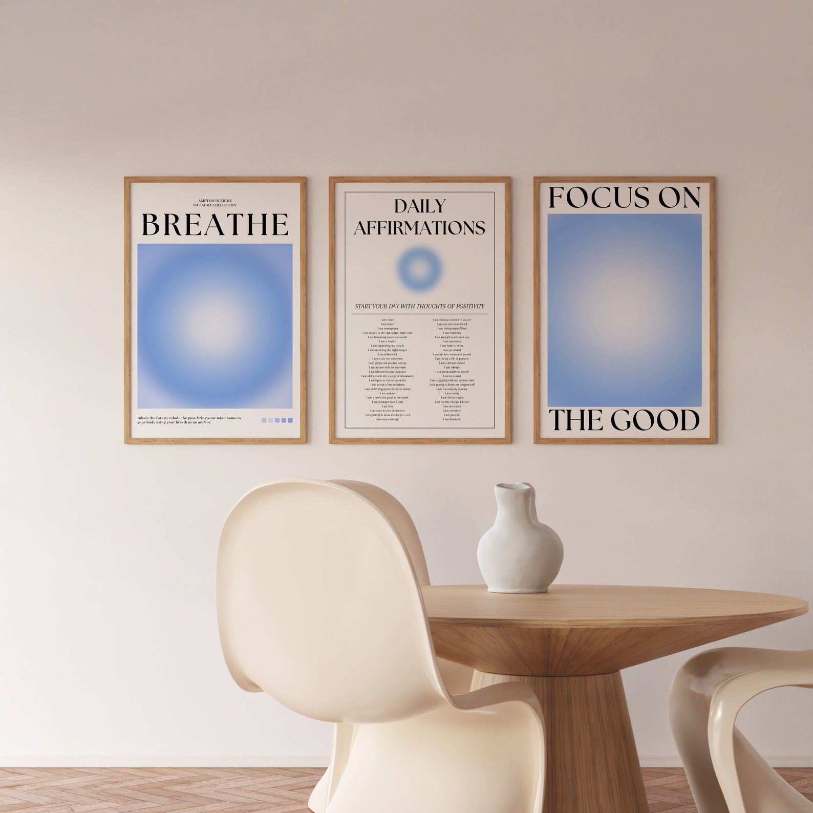 Positive Aura Posters Set of 3, Spiritual Poster, Grainy Gradient ...