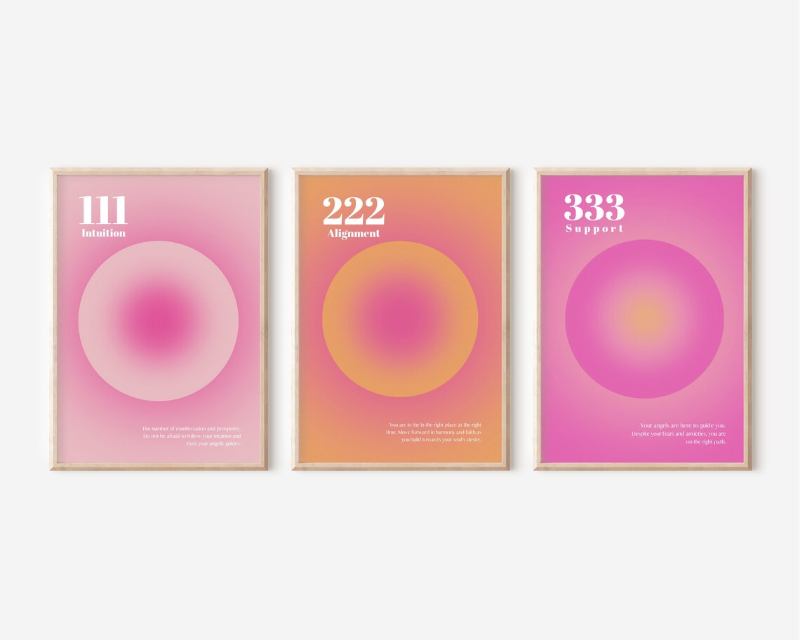 Angel Numbers Set 111222333 Poster Wall Art Printgradient - Etsy