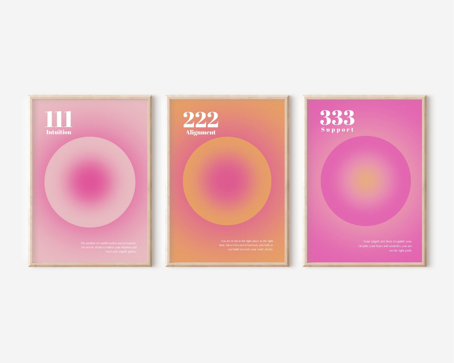 SET of 3 Angel Number Set 111,222,333, Aura Posters, Angel Number ...