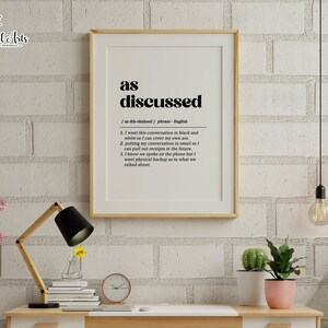 As Discussed Home Office Poster Definition Print Office Wall Art Office ...