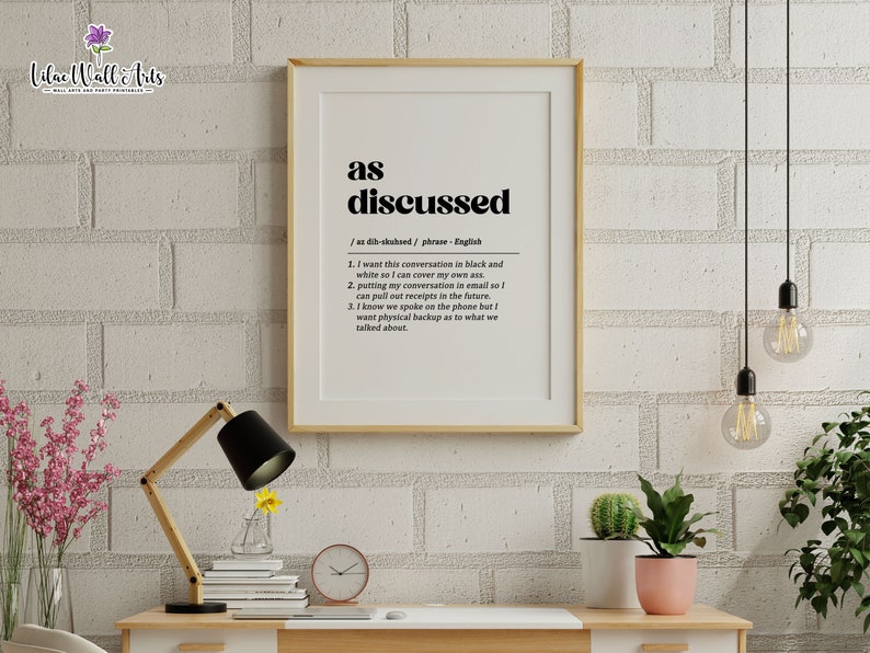 As Discussed Home Office Poster Definition Print Office - Etsy