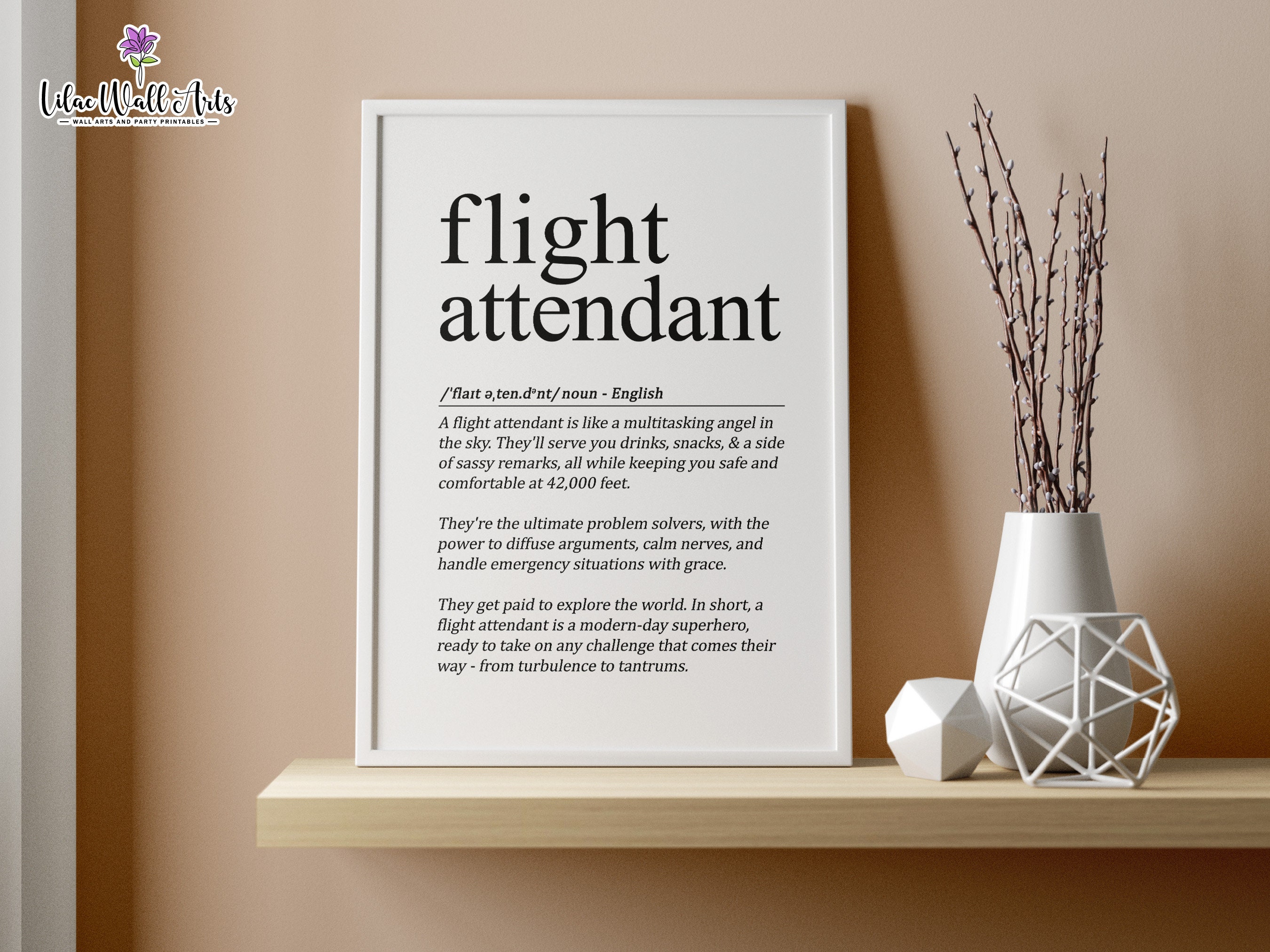 Flight Attendant Definition Print: Cabin Crew Gift (digital Download ...