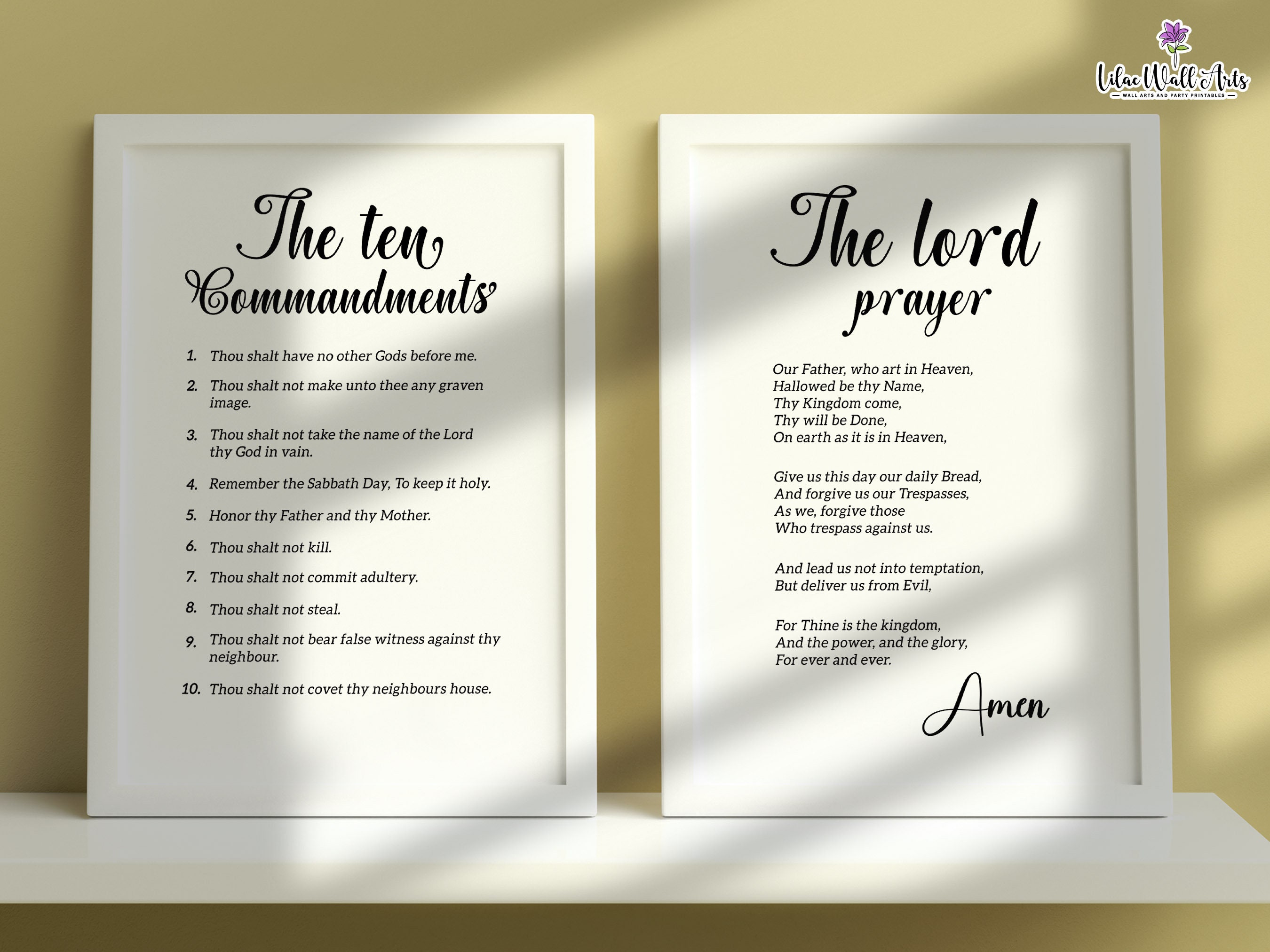 The Lord's Prayer the 10 Commandments Set of 2 - Etsy