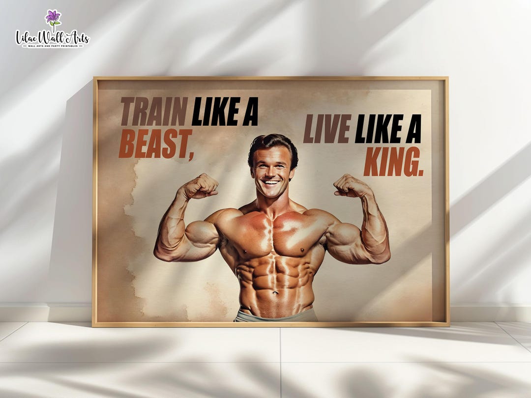 Retro Man Bodybuilder Poster: Men Gym Posters and Prints, Bodybuilding ...