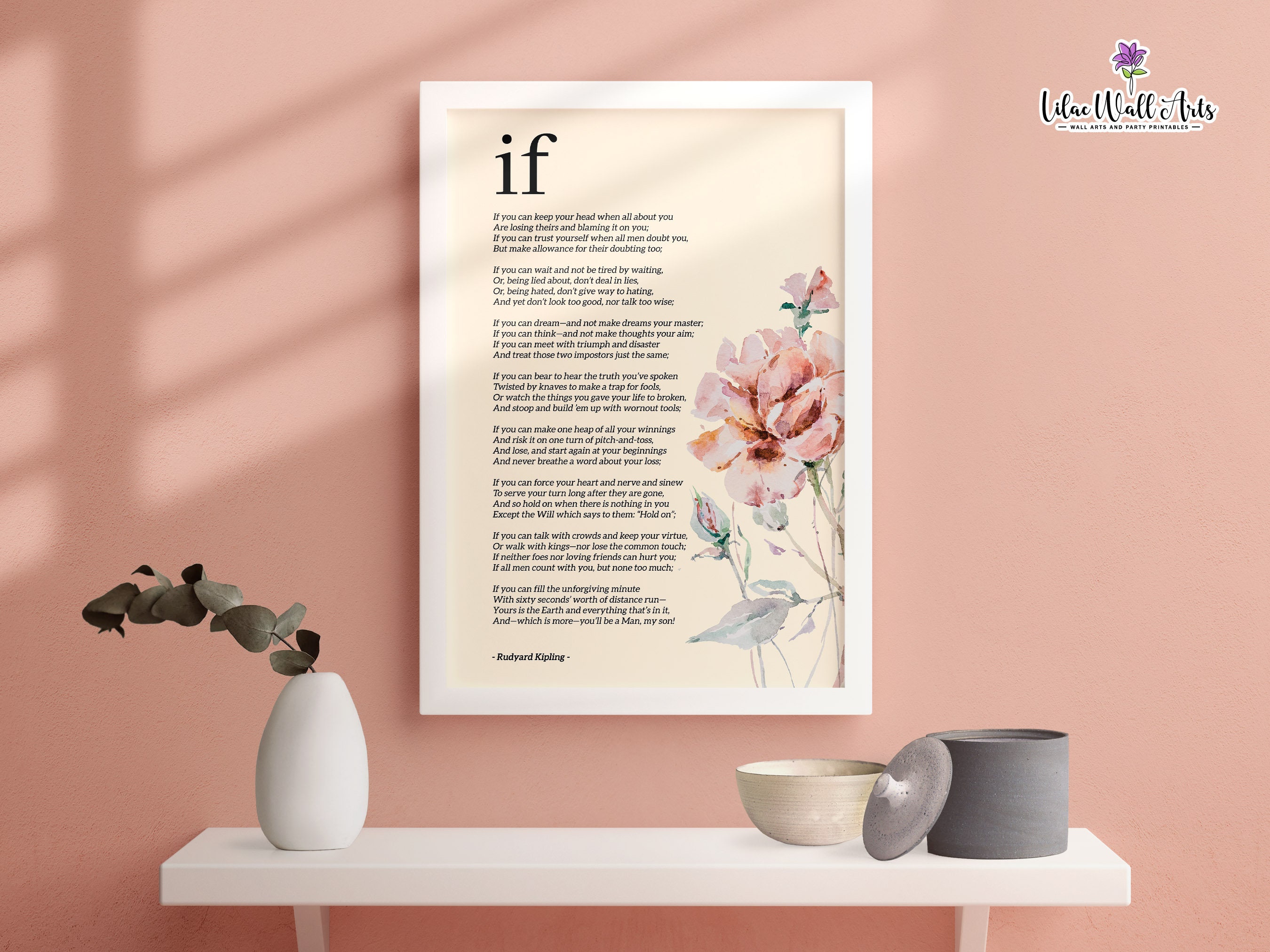 If Poem by Rudyard Kipling Inspirational Art Poetry Gift - Etsy