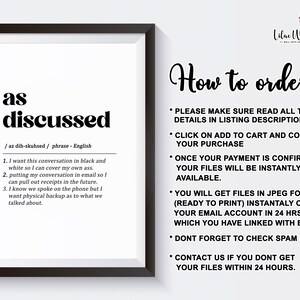 As Discussed Home Office Poster Definition Print Office Wall Art Office ...