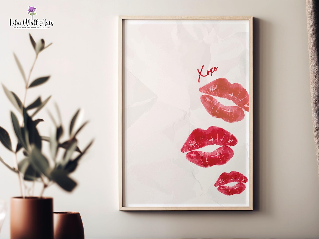 Red Lips Poster, Kiss Lips Print, Red Lips Wall Art, Femme Fatale ...