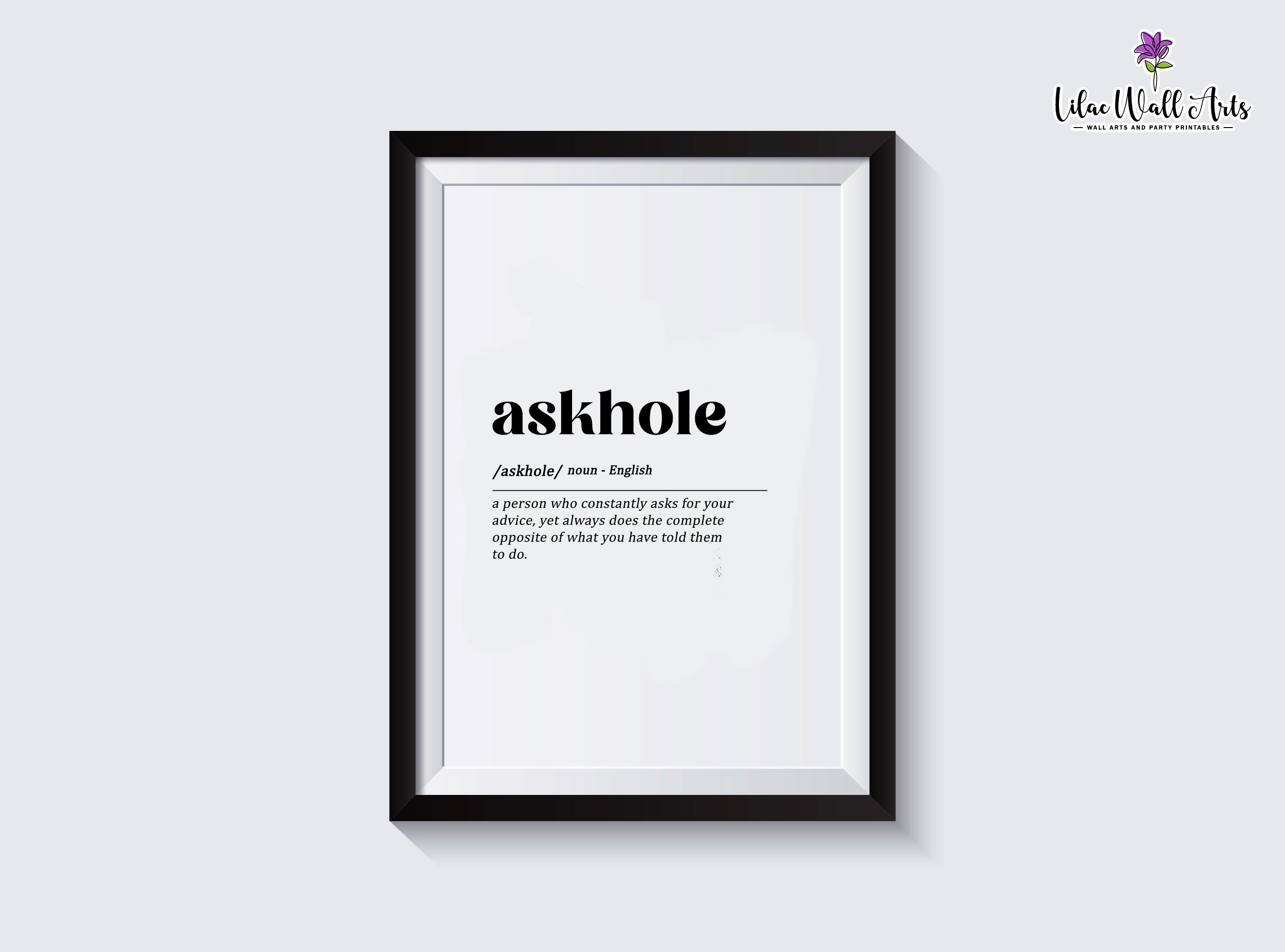 Askhole Definition Print Dictionary Art Cubicle Decor - Etsy