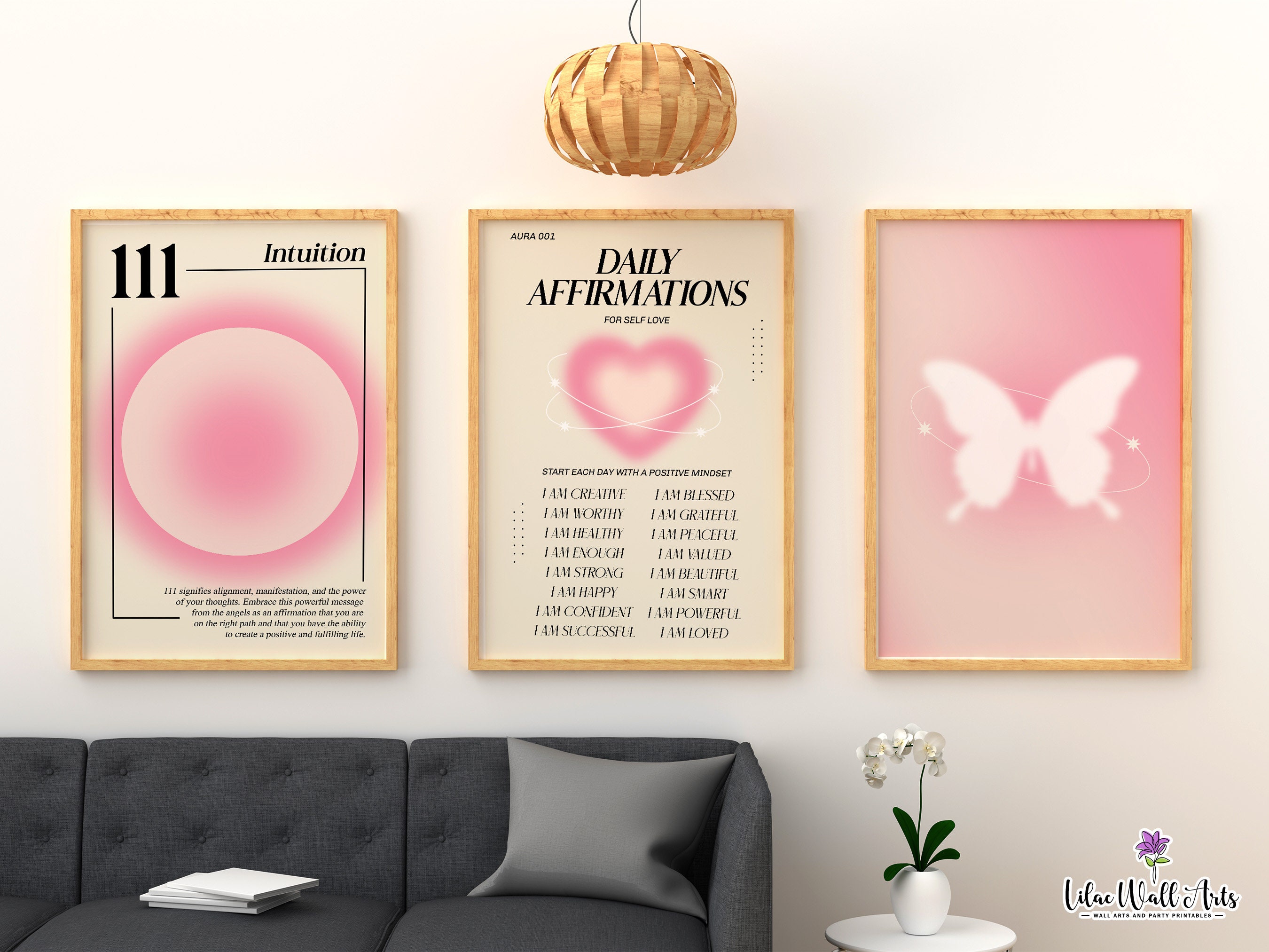 Pink Poster Set of 3 Affirmation Poster Aura Room Décor Pink - Etsy